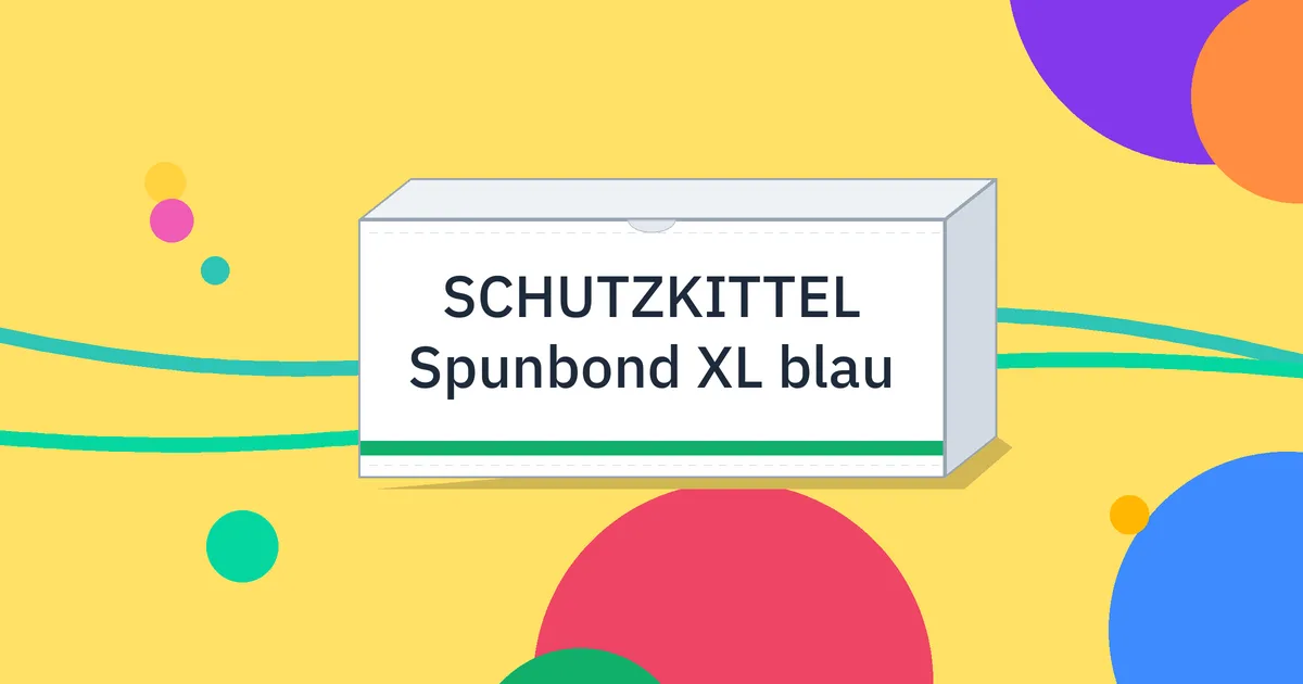 Symbolbild: Packung mit der Aufschrift SCHUTZKITTEL Spunbond XL blau (PZN 20205939) – Verfügbarkeit und Bezug in Apotheken in Frankfurt am Main