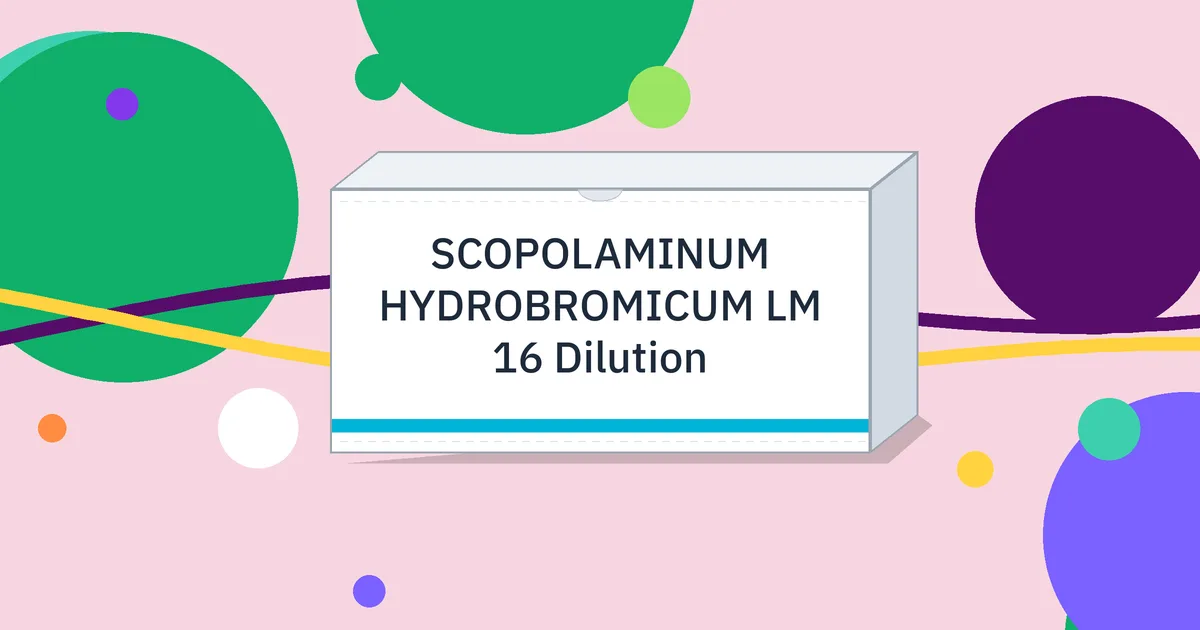 Symbolbild: Packung mit der Aufschrift SCOPOLAMINUM HYDROBROMICUM LM 16 Dilution (PZN 13691218) – Verfügbarkeit und Bezug in Apotheken in Frankfurt am Main