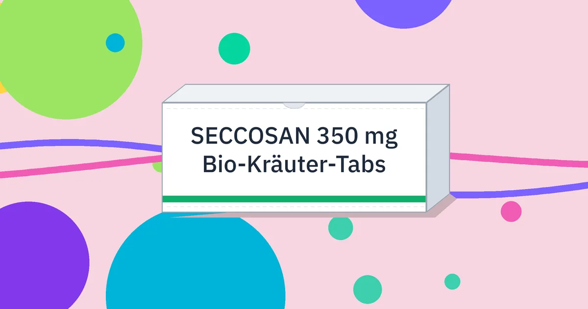 Symbolbild: Packung mit der Aufschrift SECCOSAN 350 mg Bio-Kräuter-Tabs (PZN 18093924) – Verfügbarkeit und Bezug in Apotheken in Frankfurt am Main