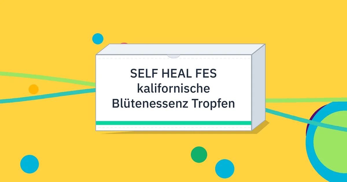 Symbolbild: Packung mit der Aufschrift SELF HEAL FES kalifornische Blütenessenz Tropfen (PZN 09177591) – Verfügbarkeit und Bezug in Apotheken in Frankfurt am Main