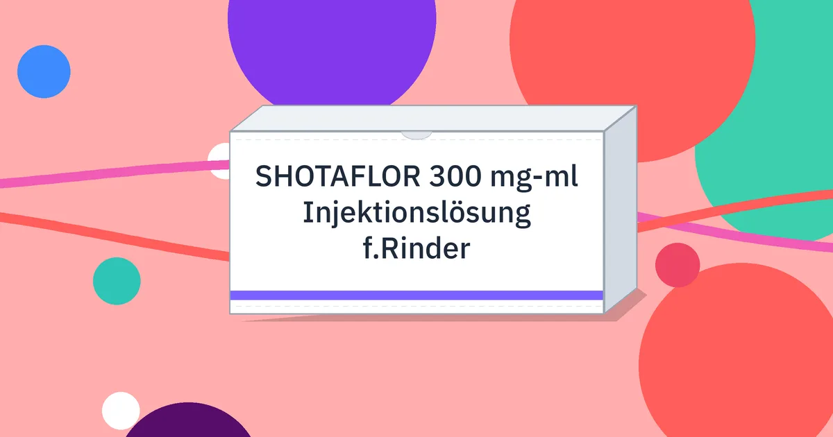 Symbolbild: Packung mit der Aufschrift SHOTAFLOR 300 mg-ml Injektionslösung f.Rinder (PZN 06127227) – Verfügbarkeit und Bezug in Apotheken in Frankfurt am Main