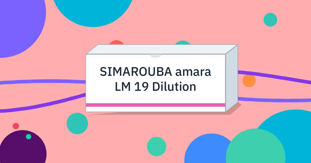 Symbolbild: Packung mit der Aufschrift SIMAROUBA amara LM 19 Dilution (PZN 13680143) – Verfügbarkeit und Bezug in Apotheken in Frankfurt am Main