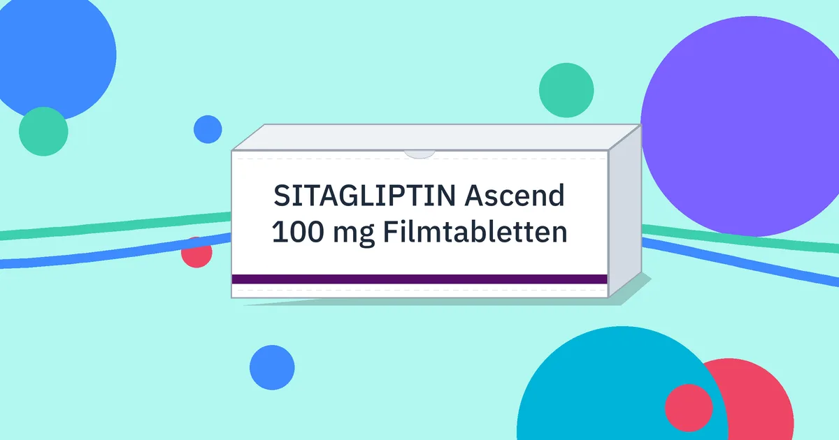 Symbolbild: Packung mit der Aufschrift SITAGLIPTIN Ascend 100 mg Filmtabletten (PZN 18899633) – Verfügbarkeit und Bezug in Apotheken in Frankfurt am Main