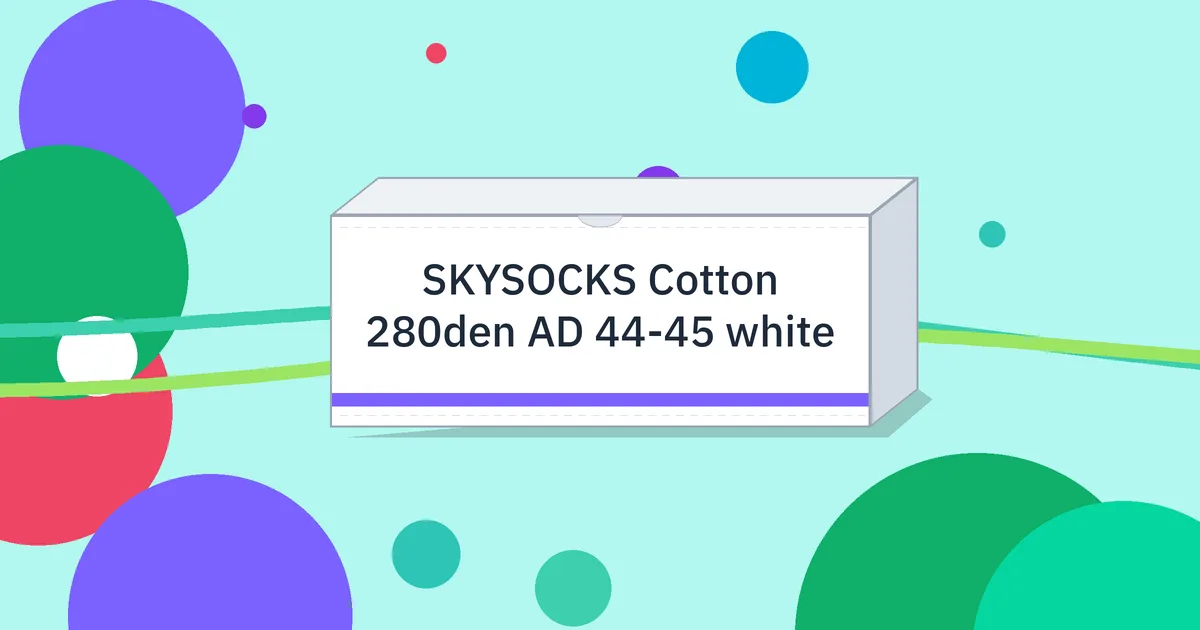Symbolbild: Packung mit der Aufschrift SKYSOCKS Cotton 280den AD 44-45 white (PZN 18897769) – Verfügbarkeit und Bezug in Apotheken in Frankfurt am Main