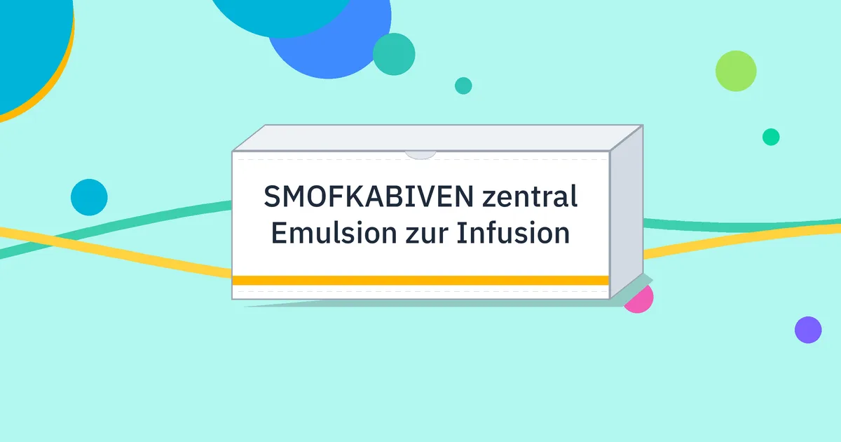 Symbolbild: Packung mit der Aufschrift SMOFKABIVEN zentral Emulsion zur Infusion (PZN 17449224) – Verfügbarkeit und Bezug in Apotheken in Frankfurt am Main