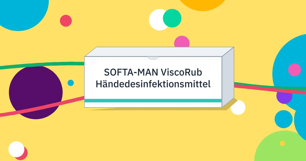 Symbolbild: Packung mit der Aufschrift SOFTA-MAN ViscoRub Händedesinfektionsmittel (PZN 01980466) – Verfügbarkeit und Bezug in Apotheken in Frankfurt am Main