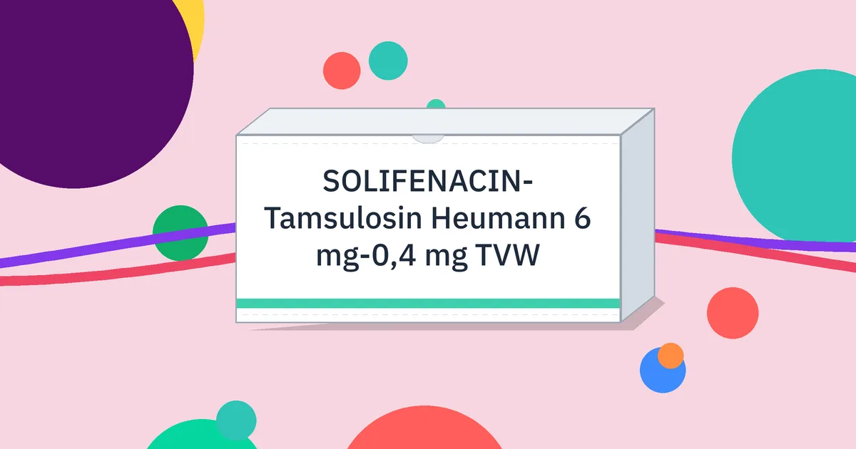 Symbolbild: Packung mit der Aufschrift SOLIFENACIN-Tamsulosin Heumann 6 mg-0,4 mg TVW (PZN 18084256) – Verfügbarkeit und Bezug in Apotheken in Frankfurt am Main