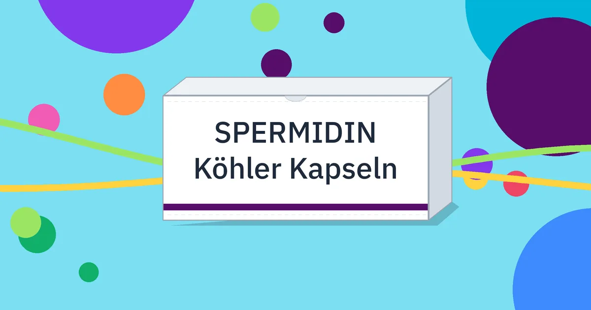 Symbolbild: Packung mit der Aufschrift SPERMIDIN Köhler Kapseln (PZN 16791475) – Verfügbarkeit und Bezug in Apotheken in Frankfurt am Main