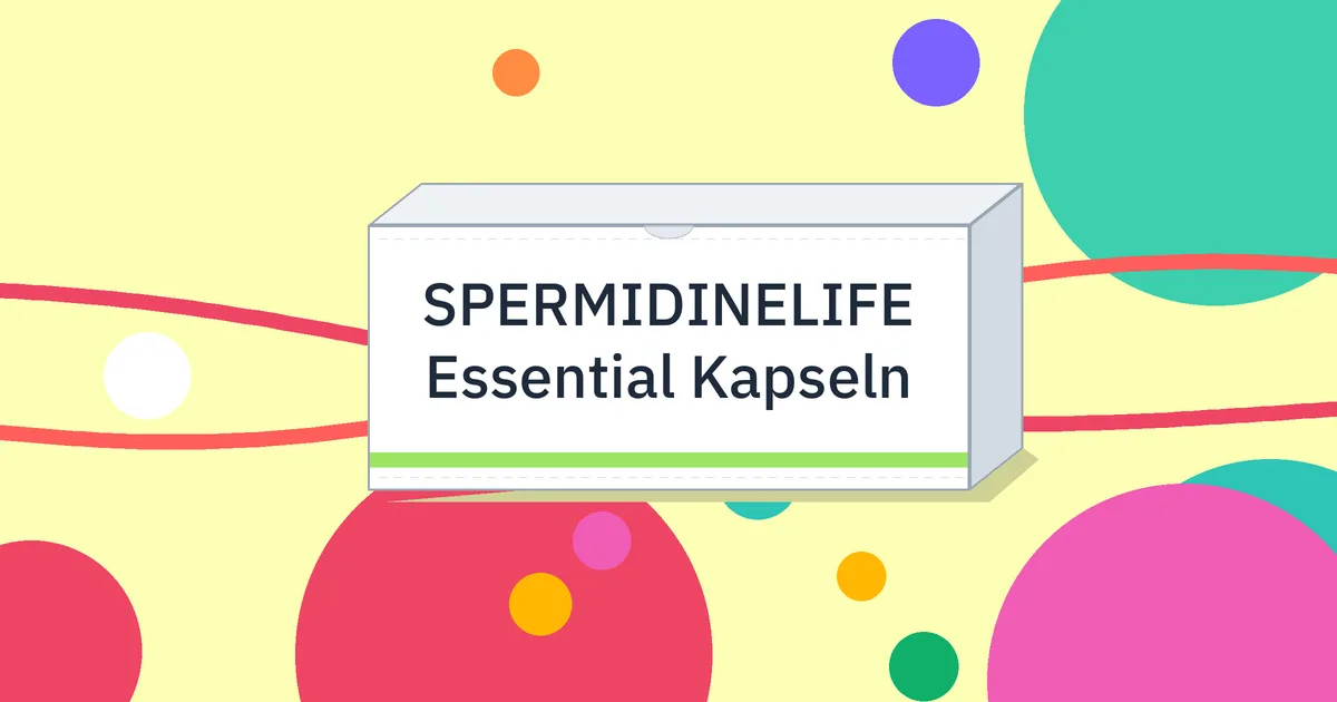 Symbolbild: Packung mit der Aufschrift SPERMIDINELIFE Essential Kapseln (PZN 19228987) – Verfügbarkeit und Bezug in Apotheken in Frankfurt am Main