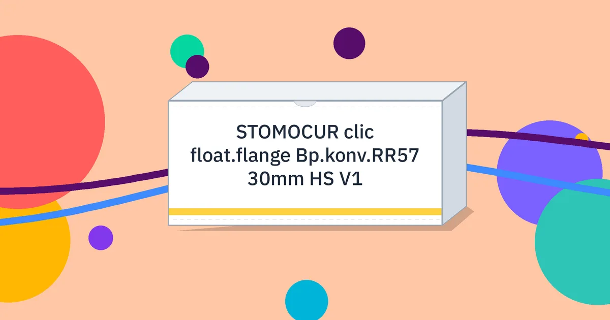 Symbolbild: Packung mit der Aufschrift STOMOCUR clic float.flange Bp.konv.RR57 30mm HS V1 (PZN 13986801) – Verfügbarkeit und Bezug in Apotheken in Frankfurt am Main