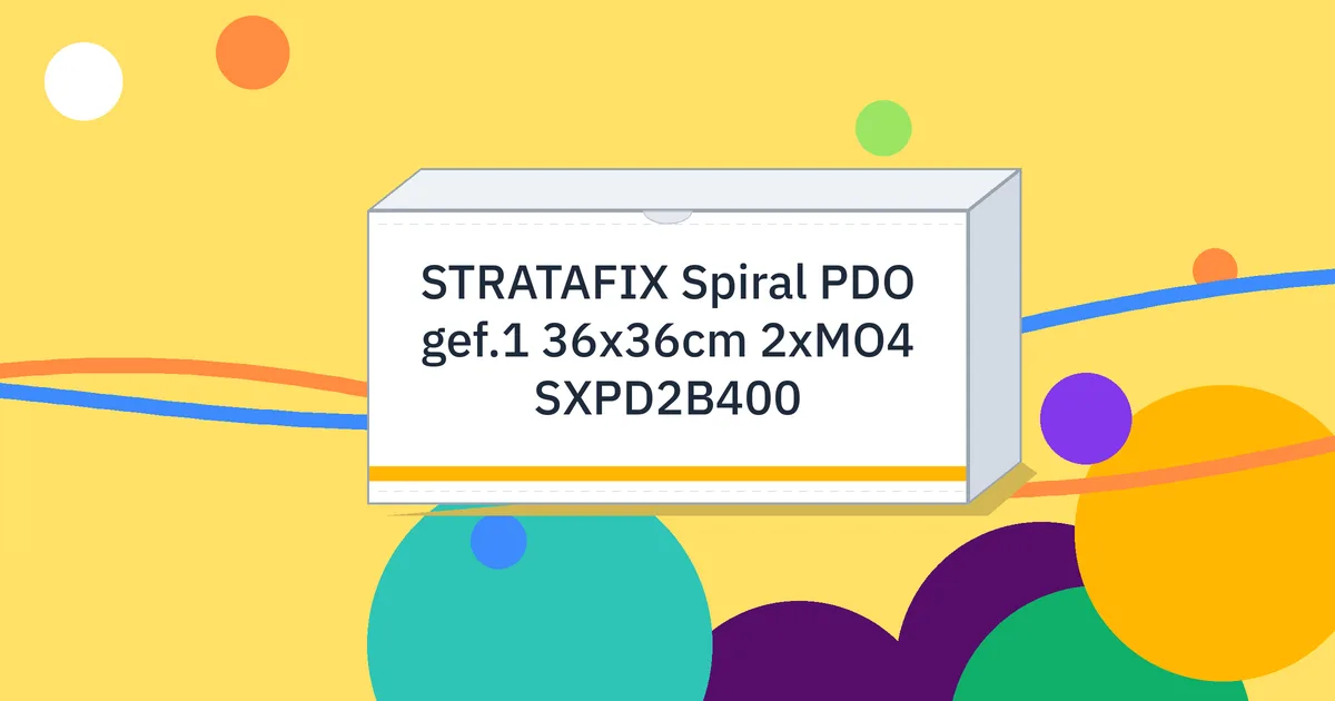 Symbolbild: Packung mit der Aufschrift STRATAFIX Spiral PDO gef.1 36x36cm 2xMO4 SXPD2B400 (PZN 20913688) – Verfügbarkeit und Bezug in Apotheken in Frankfurt am Main