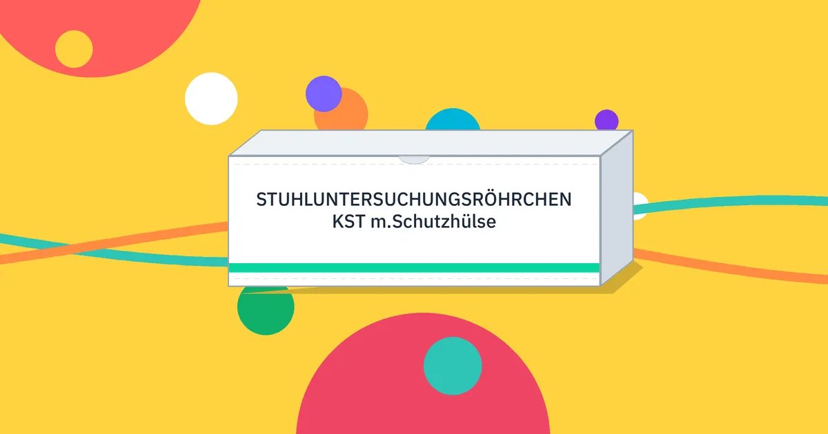 Symbolbild: Packung mit der Aufschrift STUHLUNTERSUCHUNGSRÖHRCHEN KST m.Schutzhülse (PZN 05399975) – Verfügbarkeit und Bezug in Apotheken in Frankfurt am Main