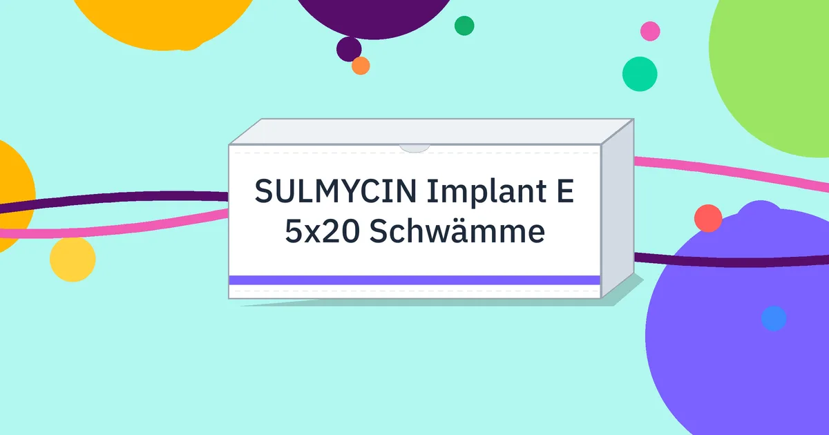 Symbolbild: Packung mit der Aufschrift SULMYCIN Implant E 5x20 Schwämme (PZN 06099873) – Verfügbarkeit und Bezug in Apotheken in Frankfurt am Main