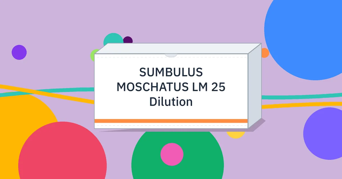 Symbolbild: Packung mit der Aufschrift SUMBULUS MOSCHATUS LM 25 Dilution (PZN 13210957) – Verfügbarkeit und Bezug in Apotheken in Frankfurt am Main