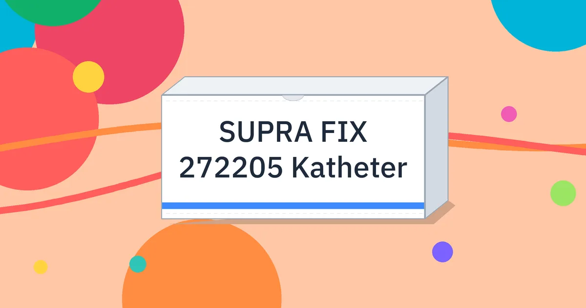 Symbolbild: Packung mit der Aufschrift SUPRA FIX 272205 Katheter (PZN 06679257) – Verfügbarkeit und Bezug in Apotheken in Frankfurt am Main