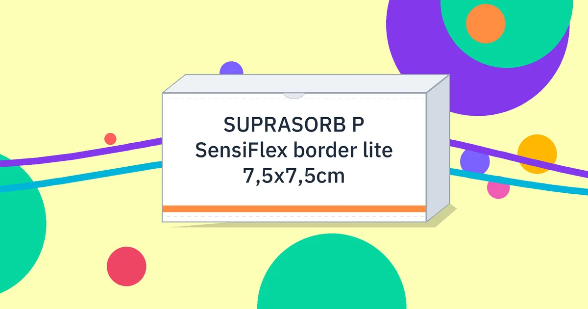 Symbolbild: Packung mit der Aufschrift SUPRASORB P SensiFlex border lite 7,5x7,5cm (PZN 19863040) – Verfügbarkeit und Bezug in Apotheken in Frankfurt am Main