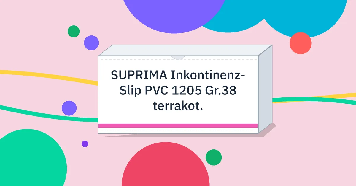 Symbolbild: Packung mit der Aufschrift SUPRIMA Inkontinenz-Slip PVC 1205 Gr.38 terrakot. (PZN 00413469) – Verfügbarkeit und Bezug in Apotheken in Frankfurt am Main