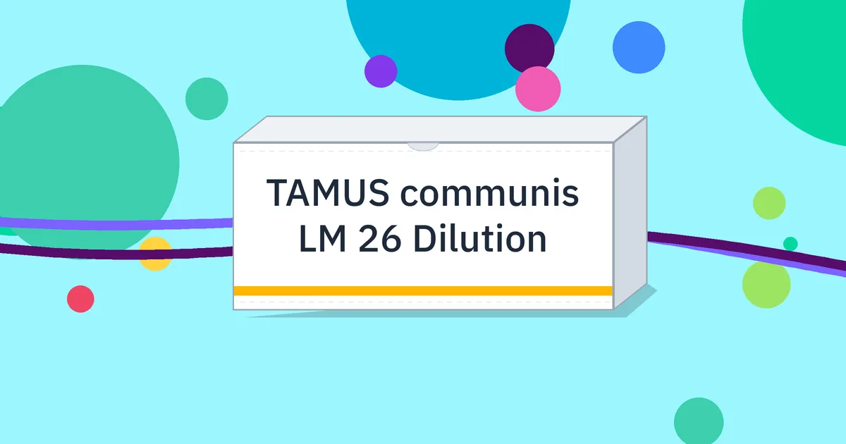 Symbolbild: Packung mit der Aufschrift TAMUS communis LM 26 Dilution (PZN 13687576) – Verfügbarkeit und Bezug in Apotheken in Frankfurt am Main