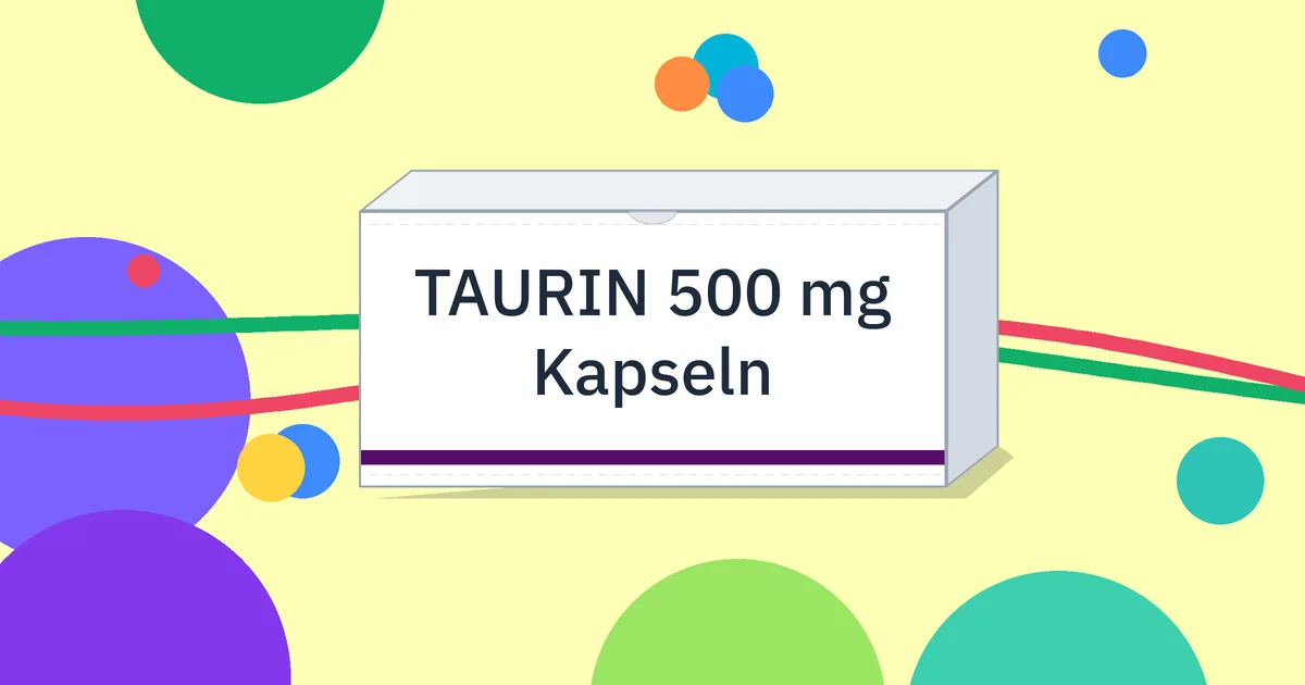 Symbolbild: Packung mit der Aufschrift TAURIN 500 mg Kapseln (PZN 17965782) – Verfügbarkeit und Bezug in Apotheken in Frankfurt am Main