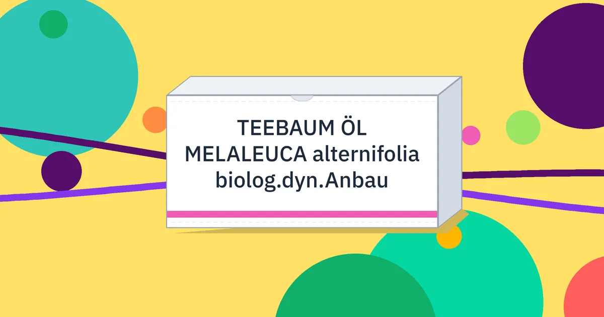 Symbolbild: Packung mit der Aufschrift TEEBAUM ÖL MELALEUCA alternifolia biolog.dyn.Anbau (PZN 07404031) – Verfügbarkeit und Bezug in Apotheken in Frankfurt am Main