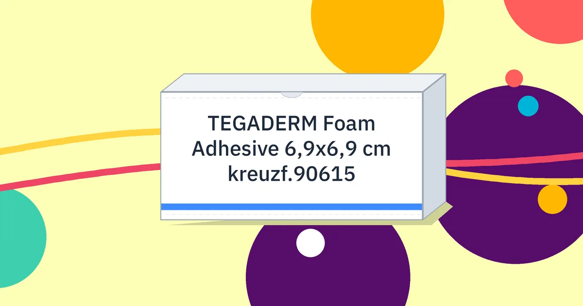 Symbolbild: Packung mit der Aufschrift TEGADERM Foam Adhesive 6,9x6,9 cm kreuzf.90615 (PZN 16017965) – Verfügbarkeit und Bezug in Apotheken in Frankfurt am Main