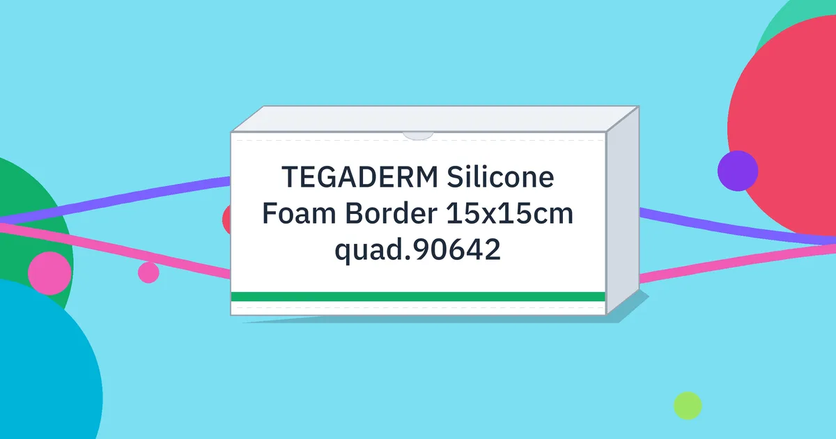 Symbolbild: Packung mit der Aufschrift TEGADERM Silicone Foam Border 15x15cm quad.90642 (PZN 11115344) – Verfügbarkeit und Bezug in Apotheken in Frankfurt am Main