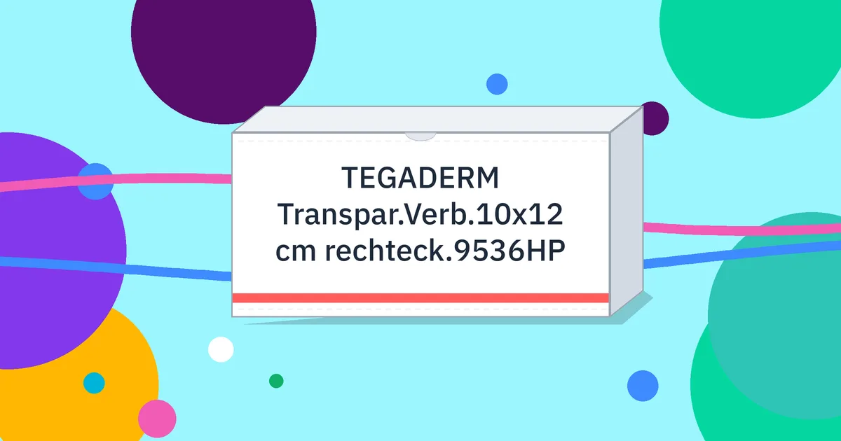 Symbolbild: Packung mit der Aufschrift TEGADERM Transpar.Verb.10x12 cm rechteck.9536HP (PZN 11114847) – Verfügbarkeit und Bezug in Apotheken in Frankfurt am Main