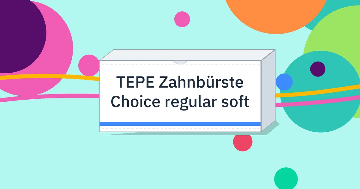 Symbolbild: Packung mit der Aufschrift TEPE Zahnbürste Choice regular soft (PZN 17889791) – Verfügbarkeit und Bezug in Apotheken in Frankfurt am Main