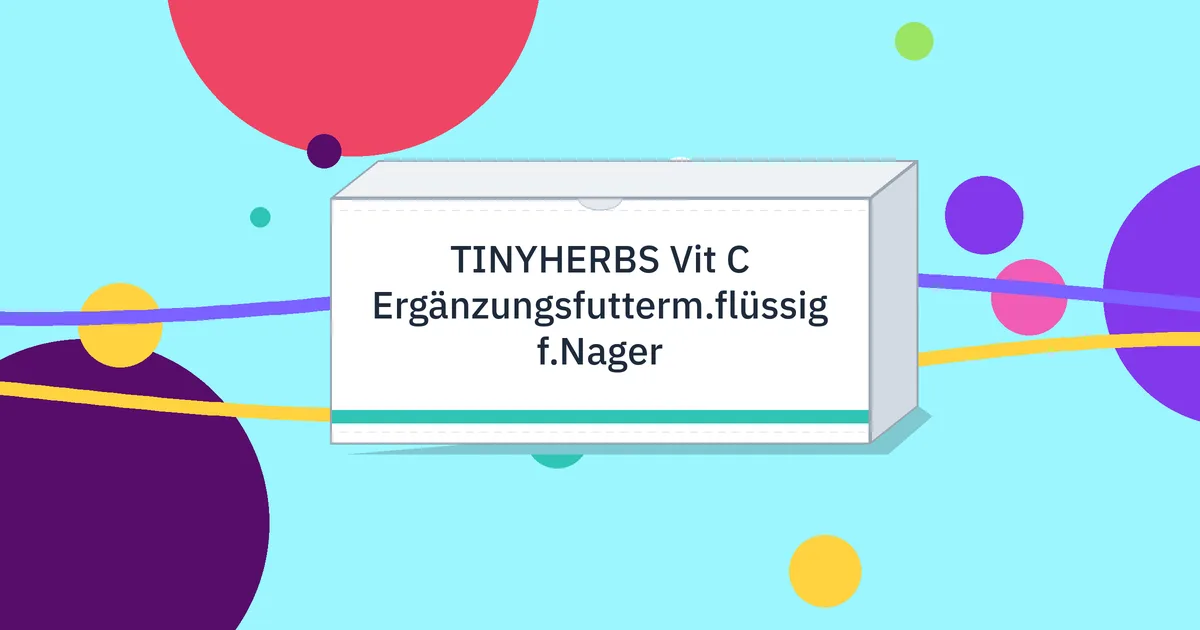 Symbolbild: Packung mit der Aufschrift TINYHERBS Vit C Ergänzungsfutterm.flüssig f.Nager (PZN 19623732) – Verfügbarkeit und Bezug in Apotheken in Frankfurt am Main