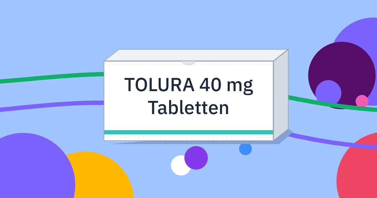 Symbolbild: Packung mit der Aufschrift TOLURA 40 mg Tabletten (PZN 10300074) – Verfügbarkeit und Bezug in Apotheken in Frankfurt am Main