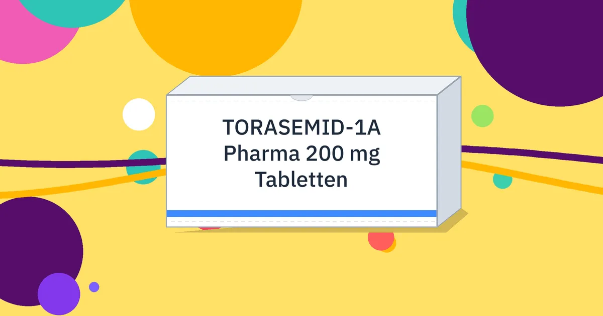Symbolbild: Packung mit der Aufschrift TORASEMID-1A Pharma 200 mg Tabletten (PZN 00774061) – Verfügbarkeit und Bezug in Apotheken in Frankfurt am Main
