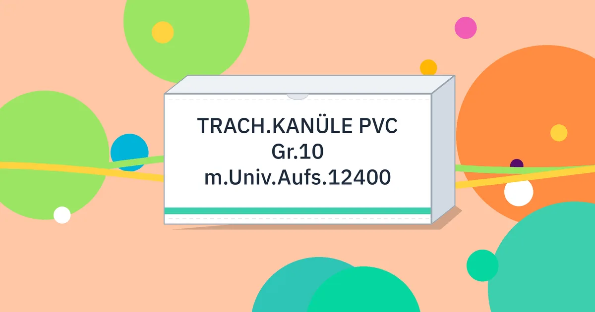 Symbolbild: Packung mit der Aufschrift TRACH.KANÜLE PVC Gr.10 m.Univ.Aufs.12400 (PZN 04798414) – Verfügbarkeit und Bezug in Apotheken in Frankfurt am Main