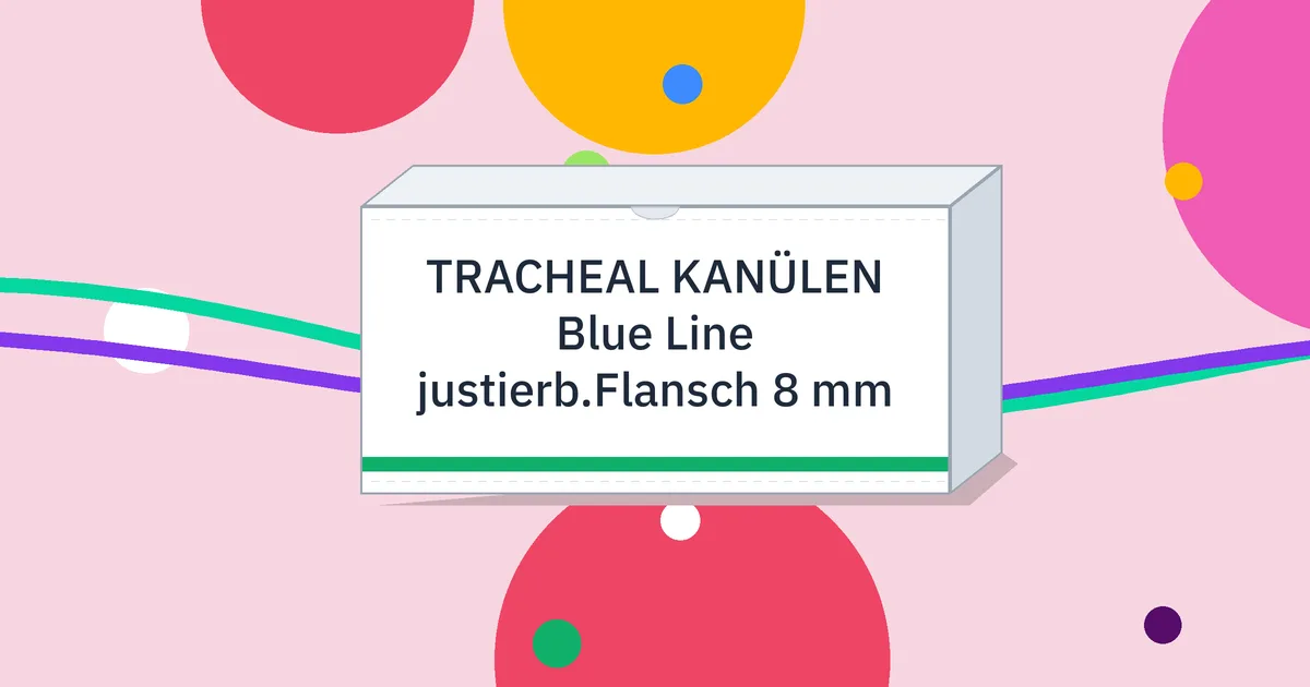 Symbolbild: Packung mit der Aufschrift TRACHEAL KANÜLEN Blue Line justierb.Flansch 8 mm (PZN 02409064) – Verfügbarkeit und Bezug in Apotheken in Frankfurt am Main
