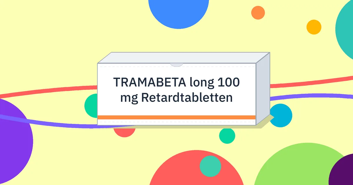 Symbolbild: Packung mit der Aufschrift TRAMABETA long 100 mg Retardtabletten (PZN 01313474) – Verfügbarkeit und Bezug in Apotheken in Frankfurt am Main