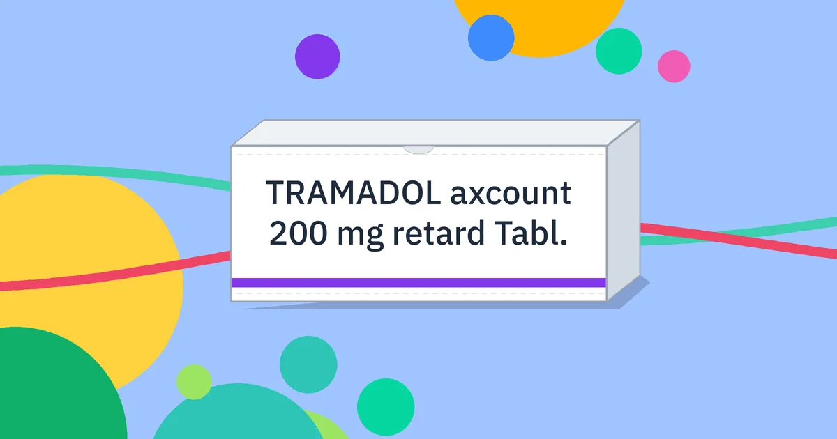 Symbolbild: Packung mit der Aufschrift TRAMADOL axcount 200 mg retard Tabl. (PZN 05513744) – Verfügbarkeit und Bezug in Apotheken in Frankfurt am Main
