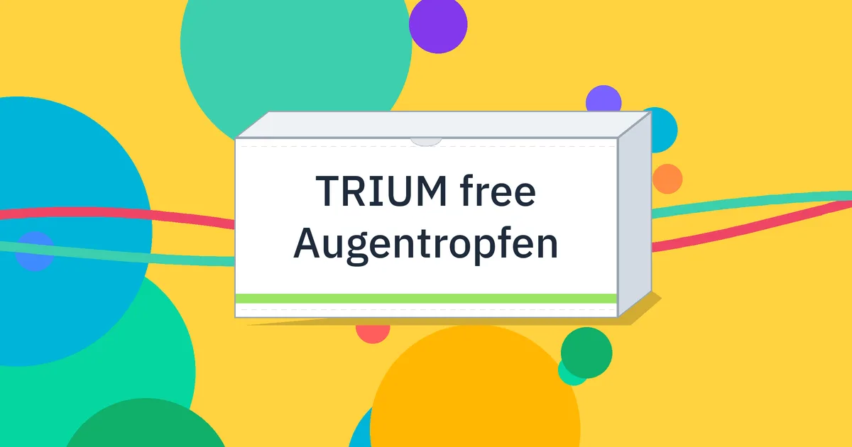Symbolbild: Packung mit der Aufschrift TRIUM free Augentropfen (PZN 15407977) – Verfügbarkeit und Bezug in Apotheken in Frankfurt am Main