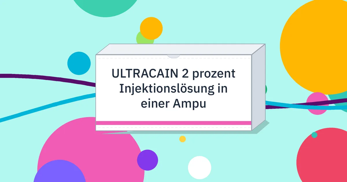 Symbolbild: Packung mit der Aufschrift ULTRACAIN 2 prozent Injektionslösung in einer Ampu (PZN 07007459) – Verfügbarkeit und Bezug in Apotheken in Frankfurt am Main