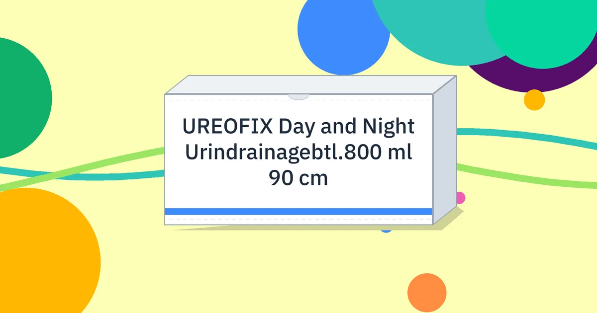 Symbolbild: Packung mit der Aufschrift UREOFIX Day and Night Urindrainagebtl.800 ml 90 cm (PZN 00853122) – Verfügbarkeit und Bezug in Apotheken in Frankfurt am Main