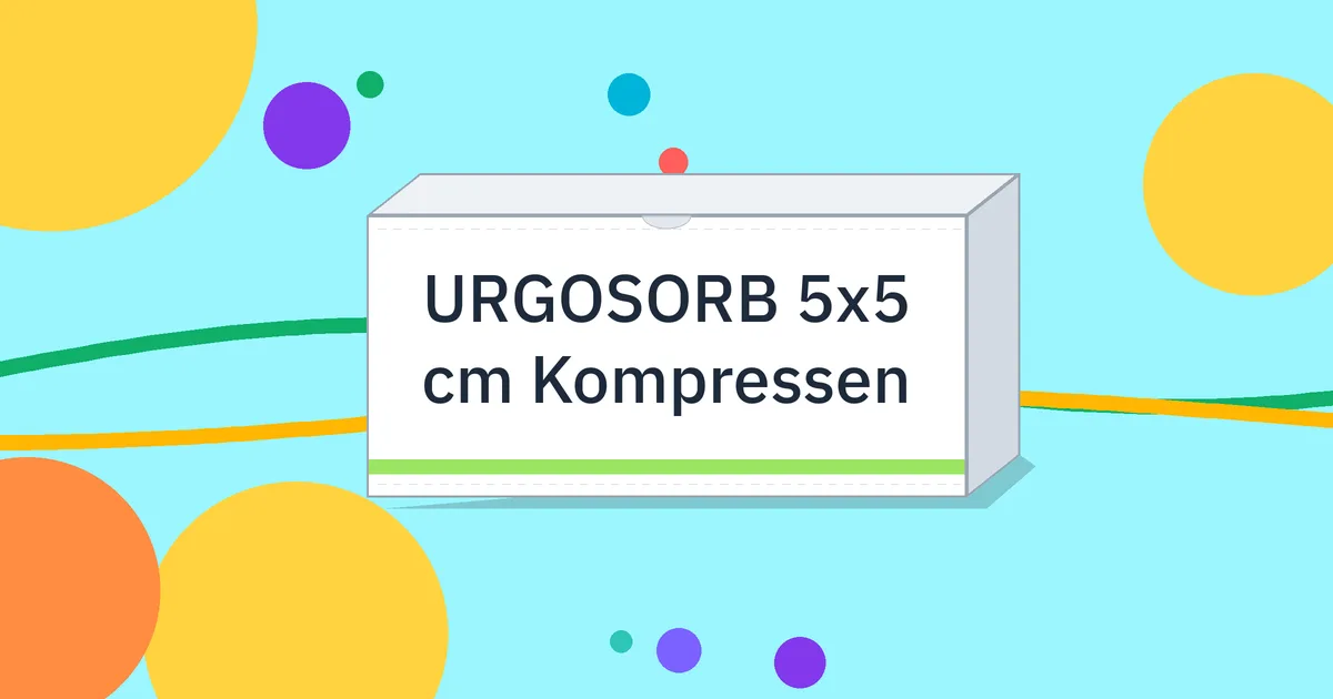 Symbolbild: Packung mit der Aufschrift URGOSORB 5x5 cm Kompressen (PZN 07626754) – Verfügbarkeit und Bezug in Apotheken in Frankfurt am Main