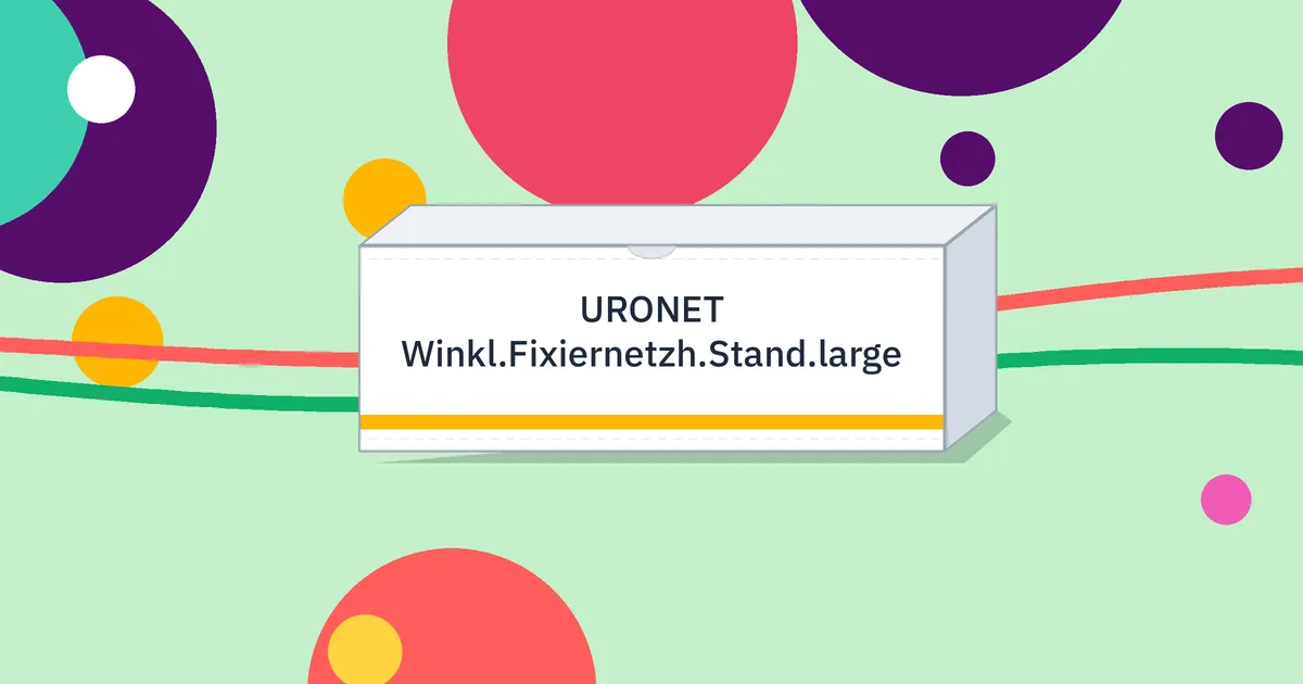 Symbolbild: Packung mit der Aufschrift URONET Winkl.Fixiernetzh.Stand.large (PZN 08536496) – Verfügbarkeit und Bezug in Apotheken in Frankfurt am Main
