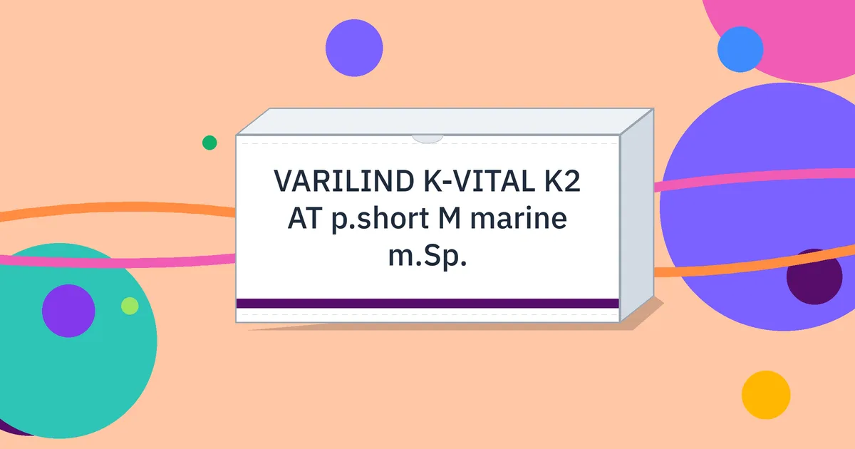 Symbolbild: Packung mit der Aufschrift VARILIND K-VITAL K2 AT p.short M marine m.Sp. (PZN 20561597) – Verfügbarkeit und Bezug in Apotheken in Frankfurt am Main