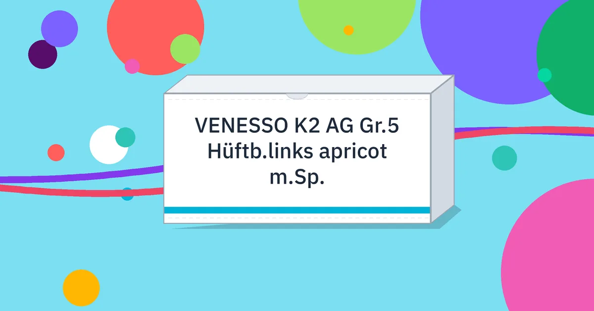 Symbolbild: Packung mit der Aufschrift VENESSO K2 AG Gr.5 Hüftb.links apricot m.Sp. (PZN 03267637) – Verfügbarkeit und Bezug in Apotheken in Frankfurt am Main