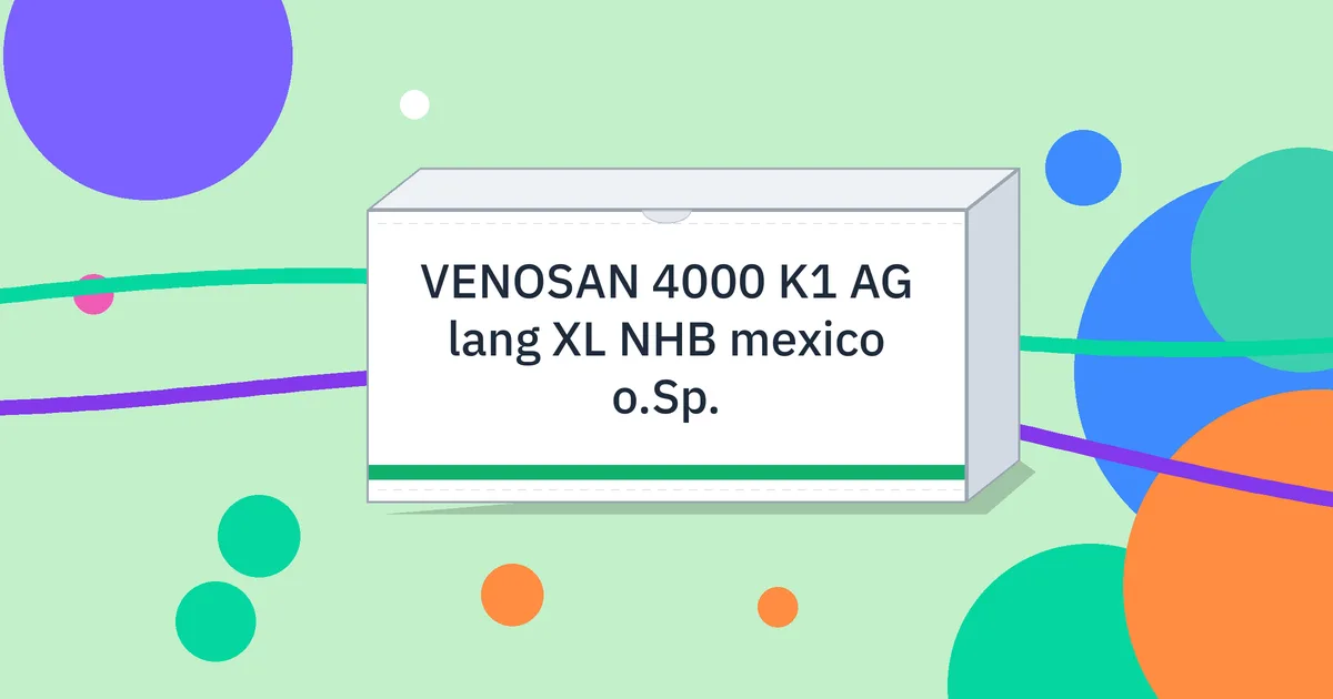Symbolbild: Packung mit der Aufschrift VENOSAN 4000 K1 AG lang XL NHB mexico o.Sp. (PZN 14423520) – Verfügbarkeit und Bezug in Apotheken in Frankfurt am Main