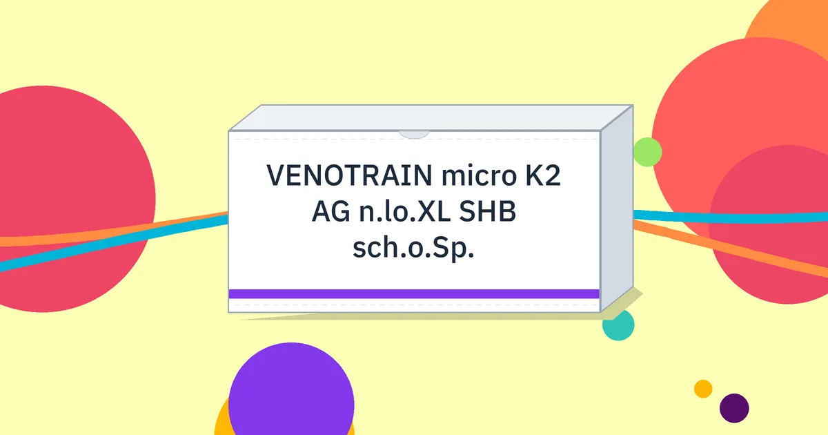 Symbolbild: Packung mit der Aufschrift VENOTRAIN micro K2 AG n.lo.XL SHB sch.o.Sp. (PZN 02371723) – Verfügbarkeit und Bezug in Apotheken in Frankfurt am Main