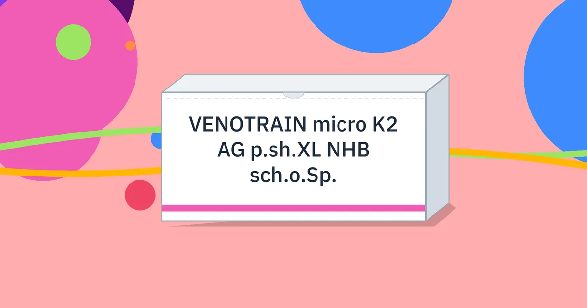 Symbolbild: Packung mit der Aufschrift VENOTRAIN micro K2 AG p.sh.XL NHB sch.o.Sp. (PZN 02386653) – Verfügbarkeit und Bezug in Apotheken in Frankfurt am Main