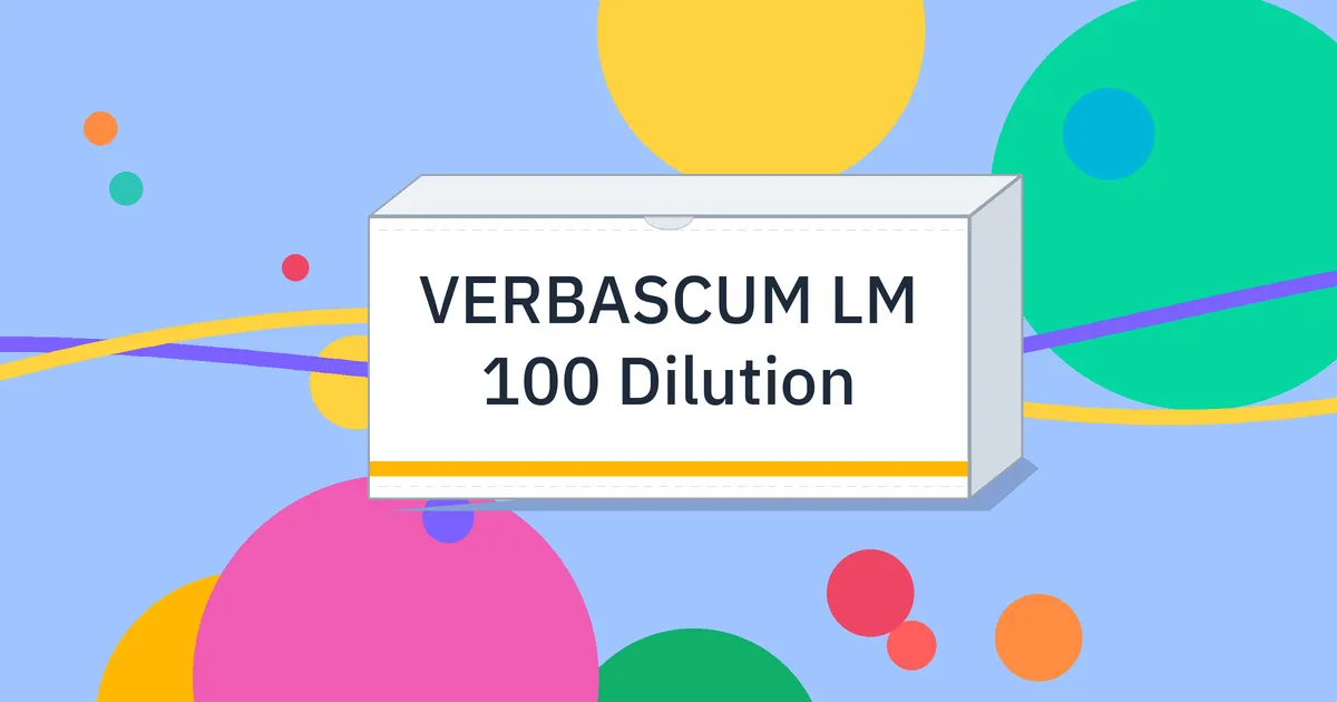 Symbolbild: Packung mit der Aufschrift VERBASCUM LM 100 Dilution (PZN 13266751) – Verfügbarkeit und Bezug in Apotheken in Frankfurt am Main