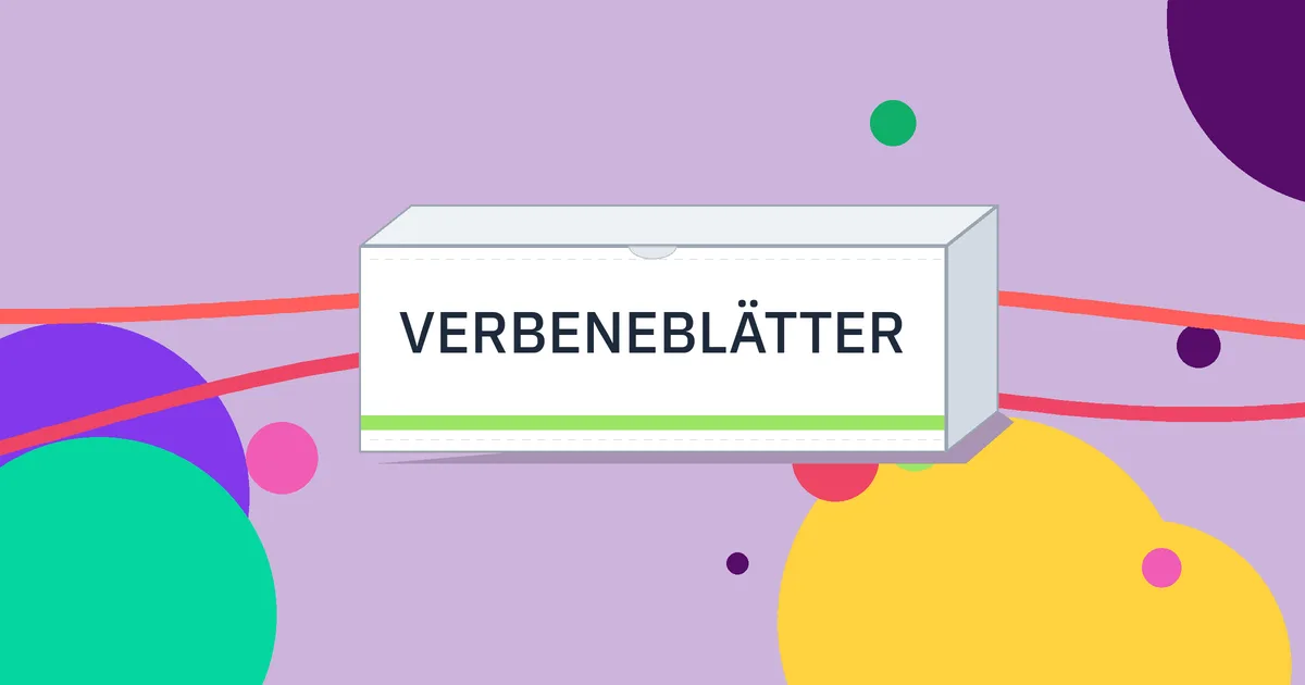 Symbolbild: Packung mit der Aufschrift VERBENEBLÄTTER (PZN 08466092) – Verfügbarkeit und Bezug in Apotheken in Frankfurt am Main