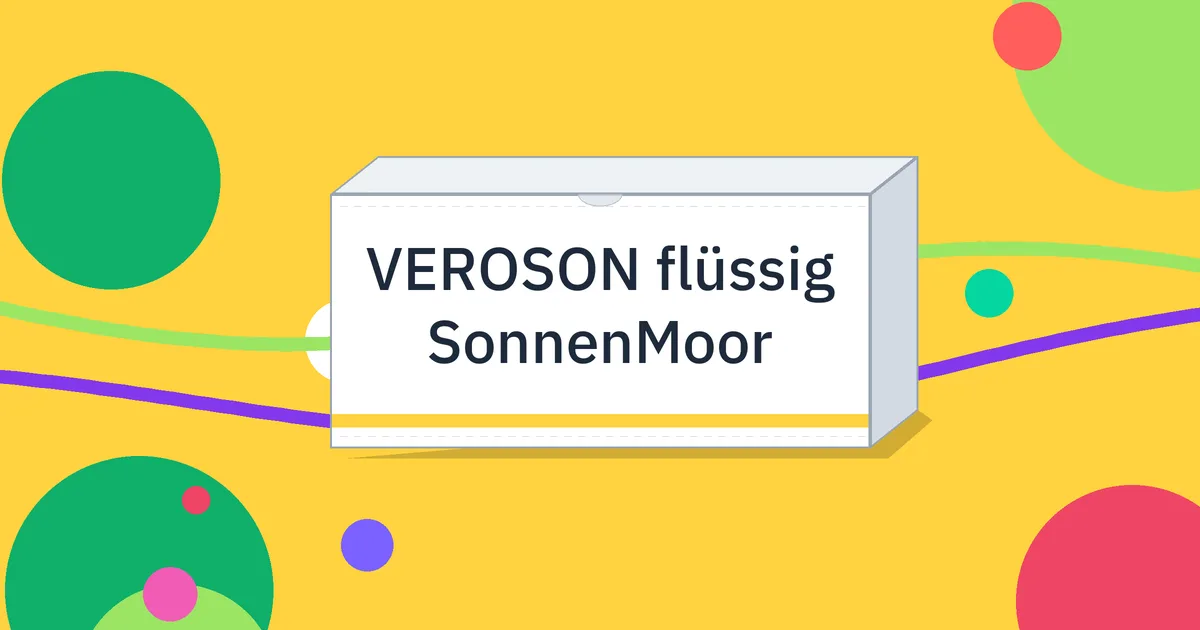 Symbolbild: Packung mit der Aufschrift VEROSON flüssig SonnenMoor (PZN 02198911) – Verfügbarkeit und Bezug in Apotheken in Frankfurt am Main