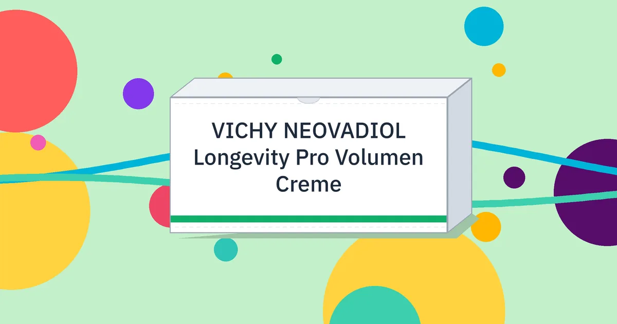 Symbolbild: Packung mit der Aufschrift VICHY NEOVADIOL Longevity Pro Volumen Creme (PZN 19408554) – Verfügbarkeit und Bezug in Apotheken in Frankfurt am Main