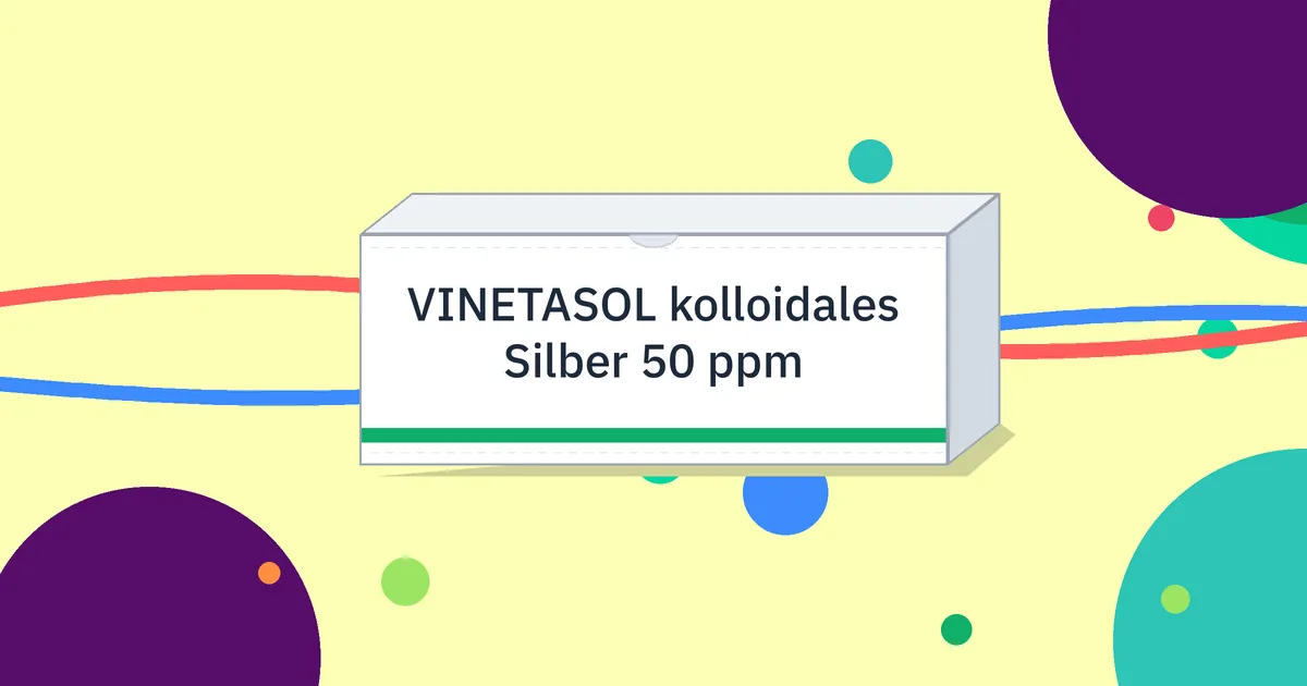 Symbolbild: Packung mit der Aufschrift VINETASOL kolloidales Silber 50 ppm (PZN 20798709) – Verfügbarkeit und Bezug in Apotheken in Frankfurt am Main
